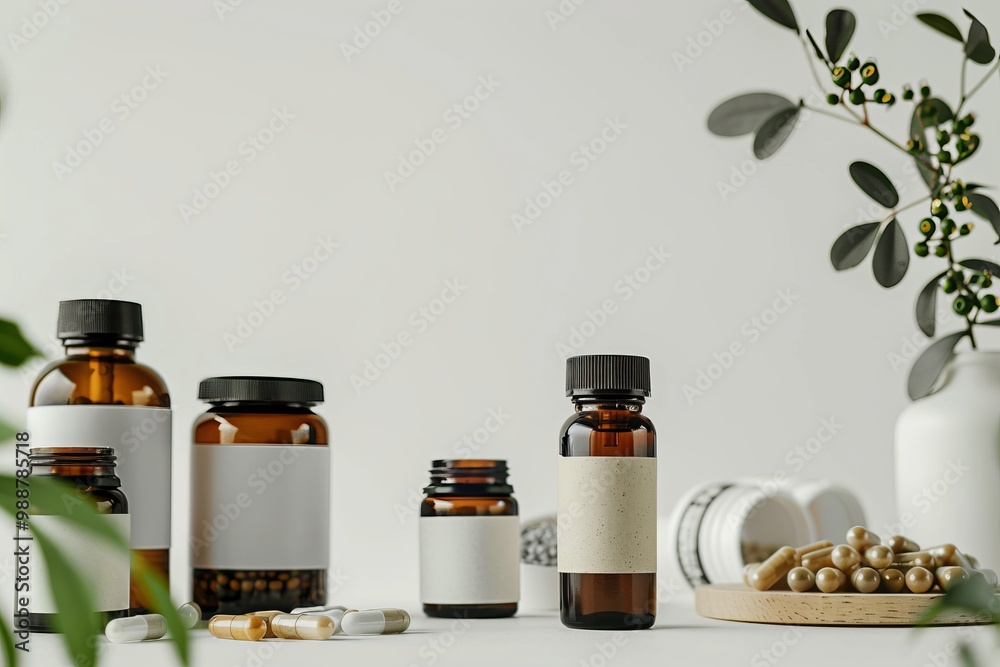 Probiotic Supplement Labels with Ample Copy Space: Various probiotic ...