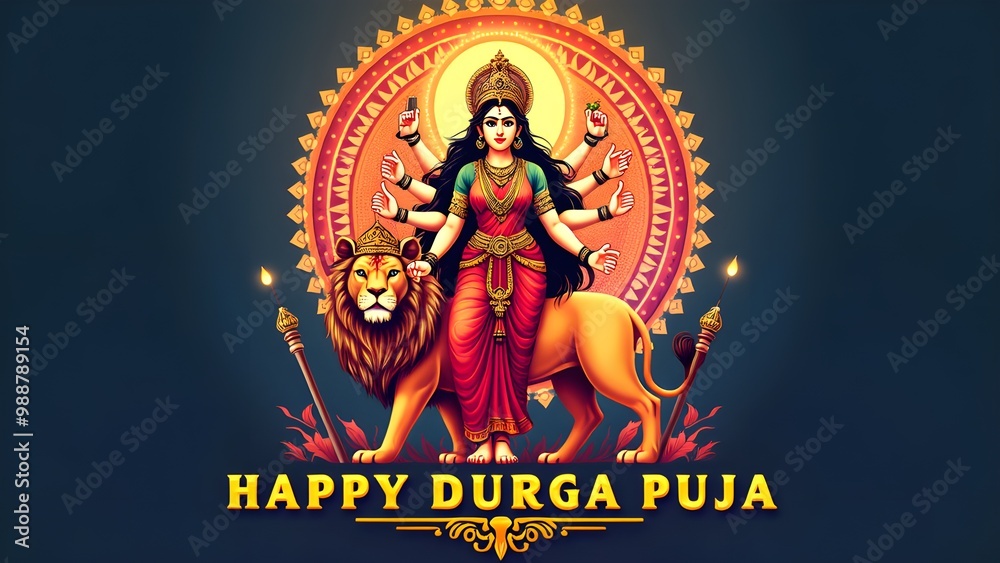 Indian Goddess Durga with happy Navratri, Happy Durga Puja Subh ...