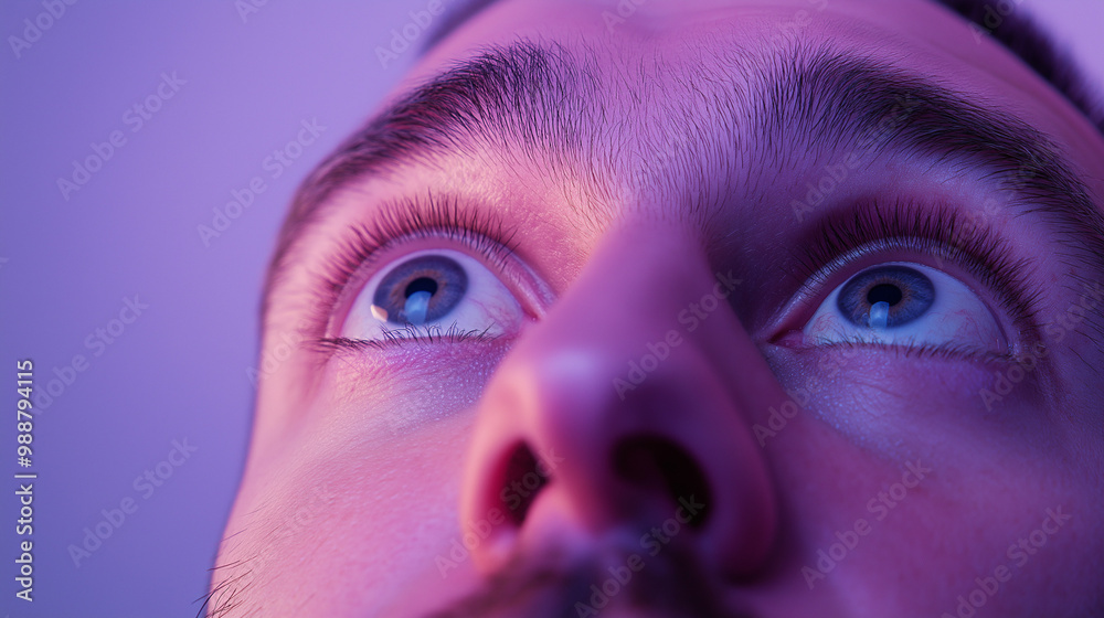 insomnia concept: front view, a photo of the face of an insomnia man ...