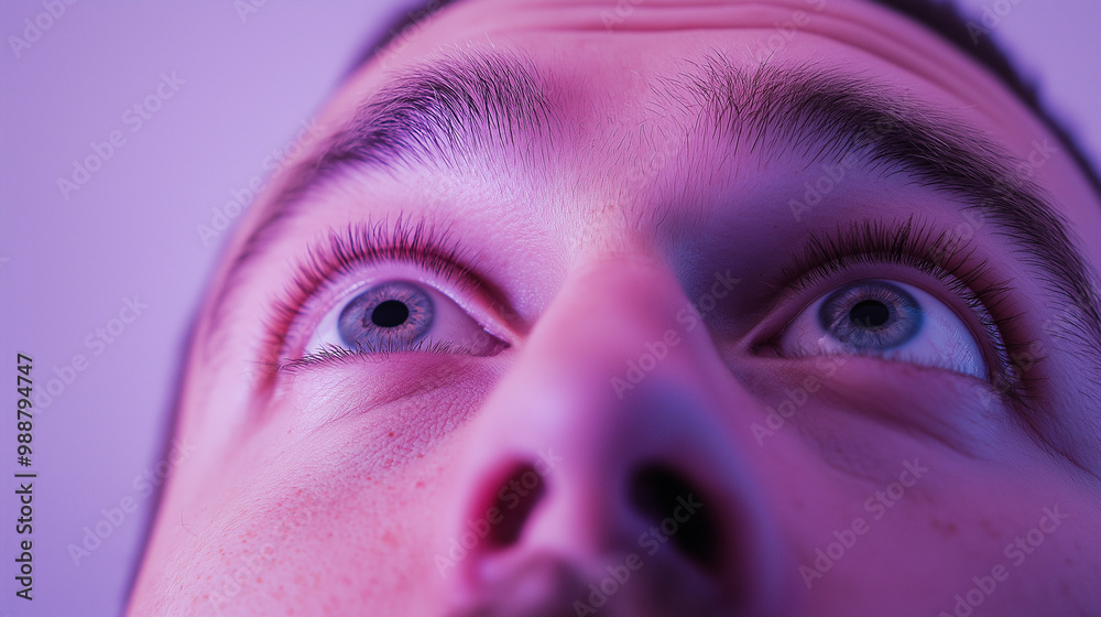 insomnia concept: front view, a photo of the face of an insomnia man ...