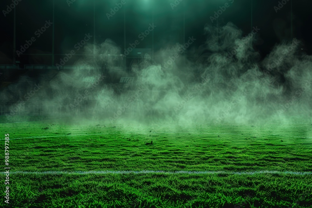 Green smoky field, dark ground, fog, bad smell, stadium mist, green ...