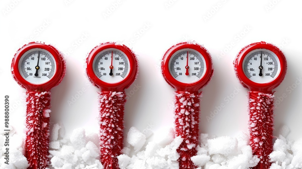 Medical and Health Frame Border Background with Red Thermometers and ...