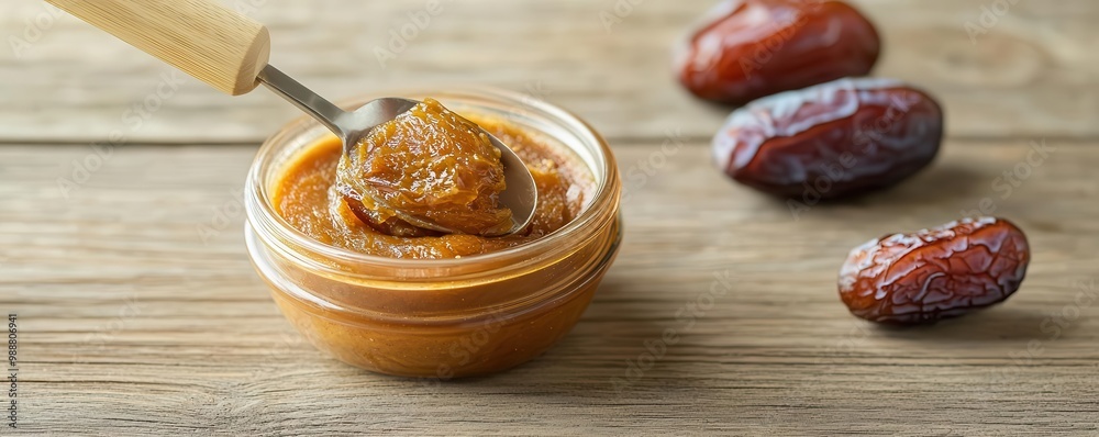 Natural dates being blended into a paste, ready to be used as a ...