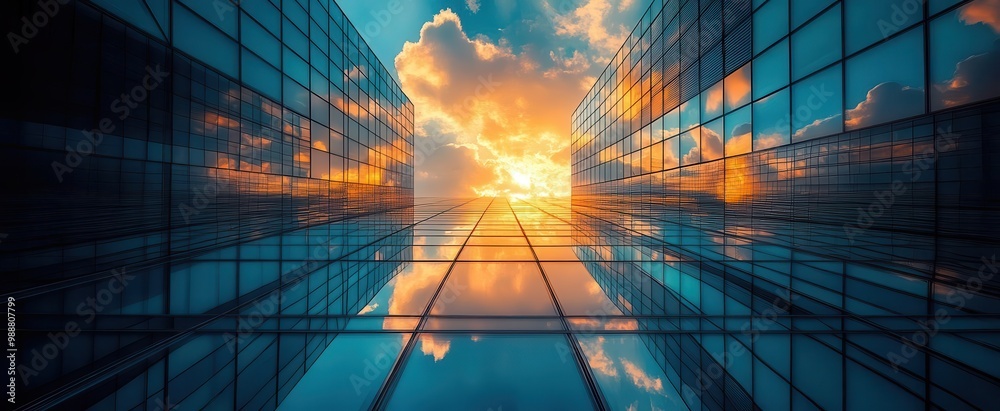abstract composition of reflective skyscraper facades geometric ...