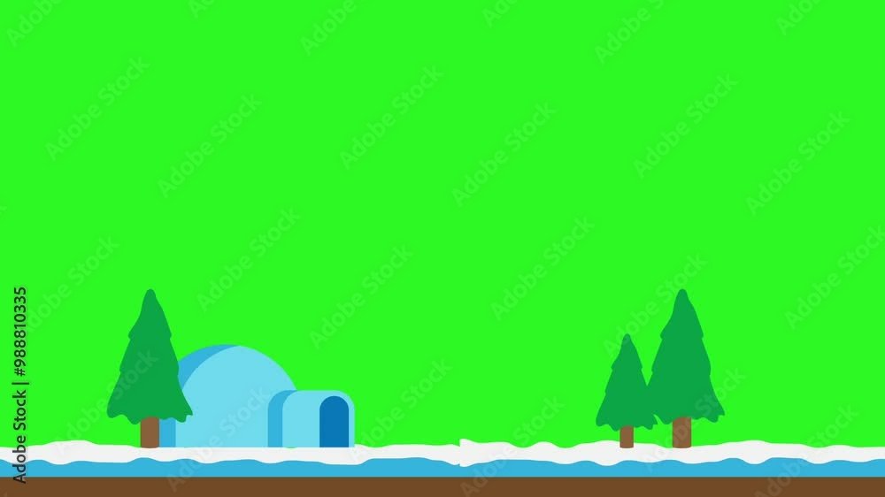 Winter and Christmas theme background animation isolated on green ...