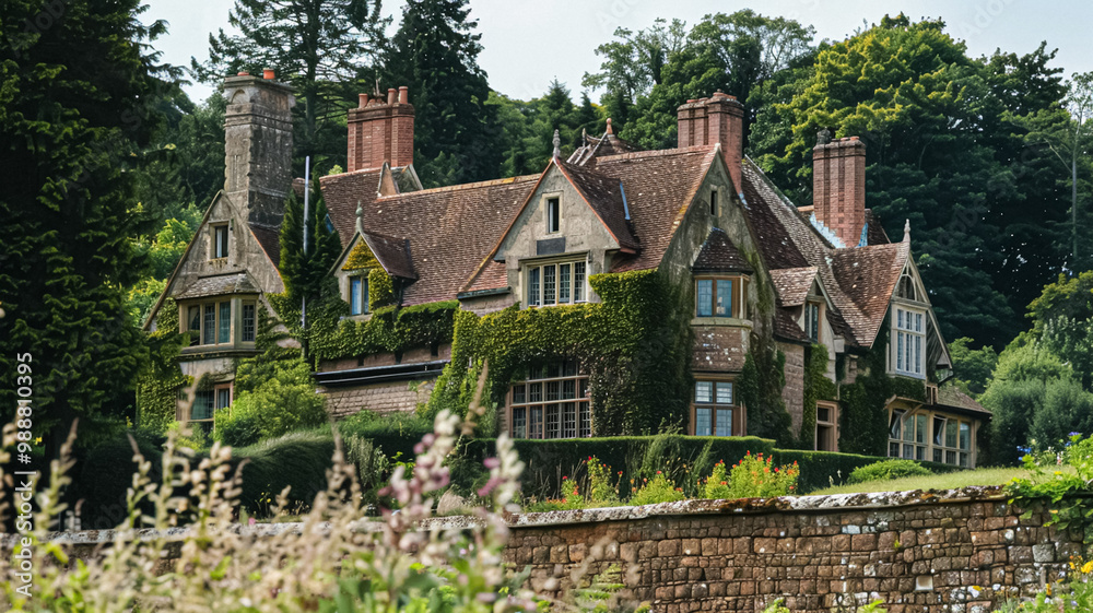 Edwardian manor house in the English countryside style, modern ...