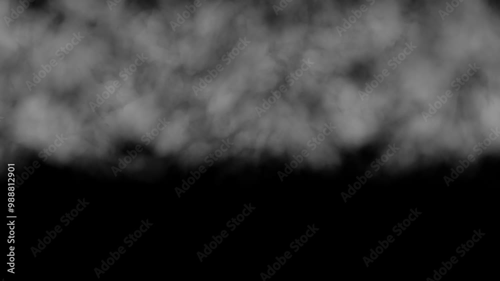 Fog Animation On Black Bg. Thick Smoke Flying Animation. Mist And Smoke ...