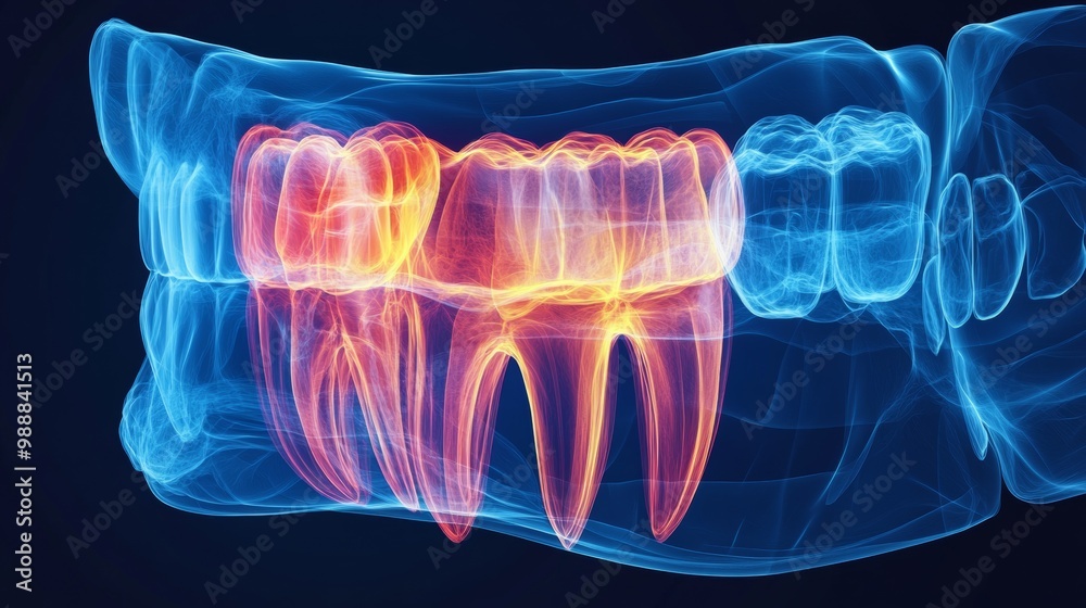 X-ray and Illustration of Teeth for Wisdom Tooth Growth and Dental ...