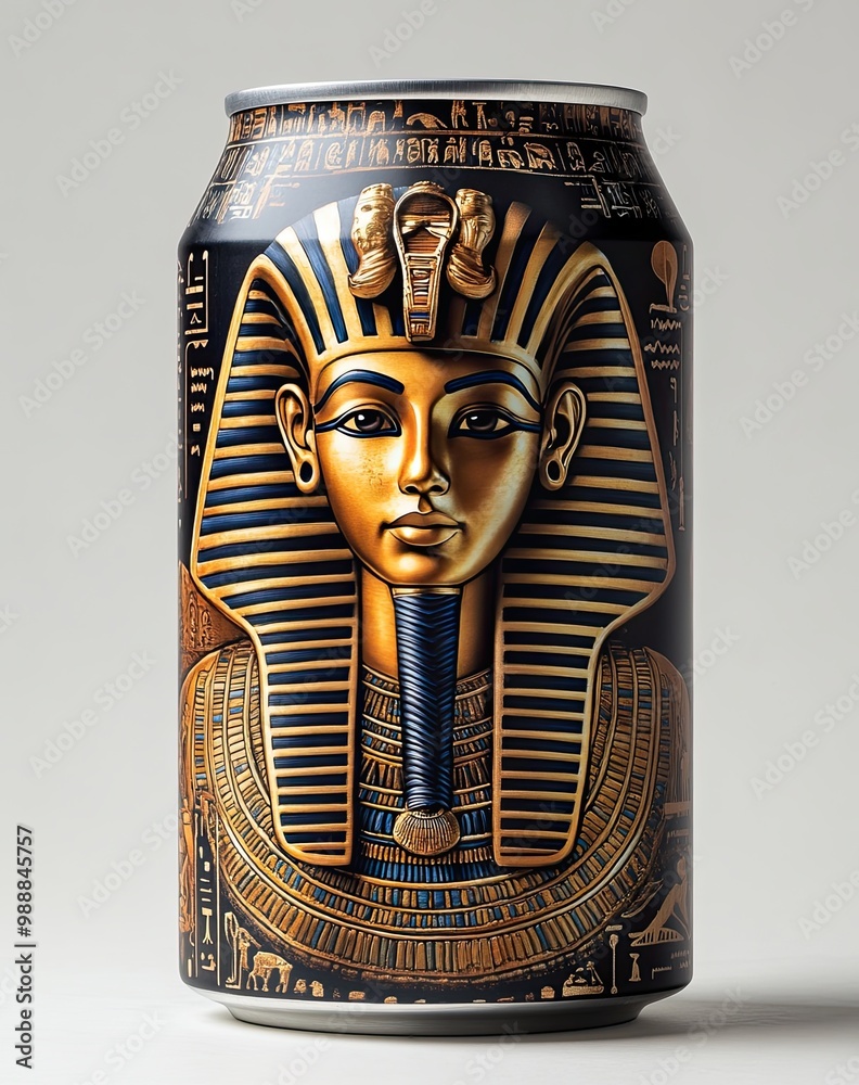 Ancient Egypt style beer can with the design of an ancient Egyptian ...