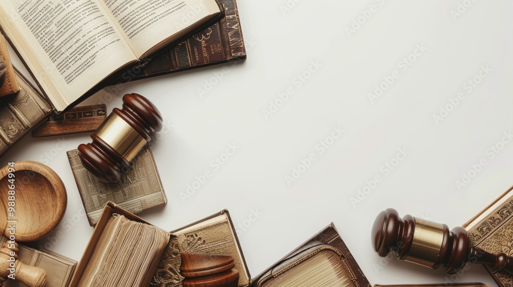 Frame Border Background with Judge Concept Featuring Gavel, Law Books ...