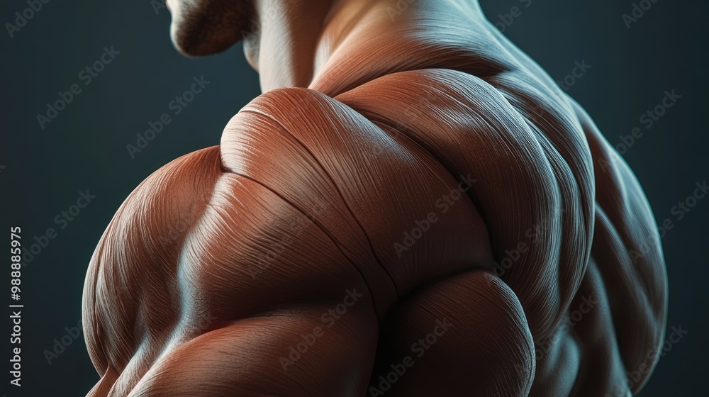 Close up view of a bodybuilder s shoulder showcasing highly defined ...