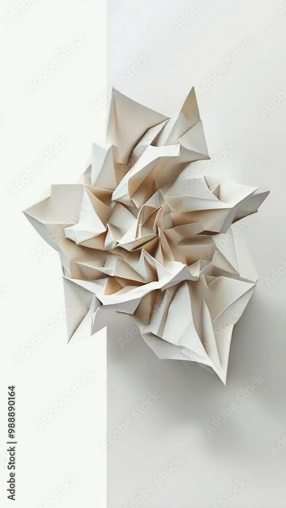 Clean, minimalist animation of a paper folding into a geometric shape ...