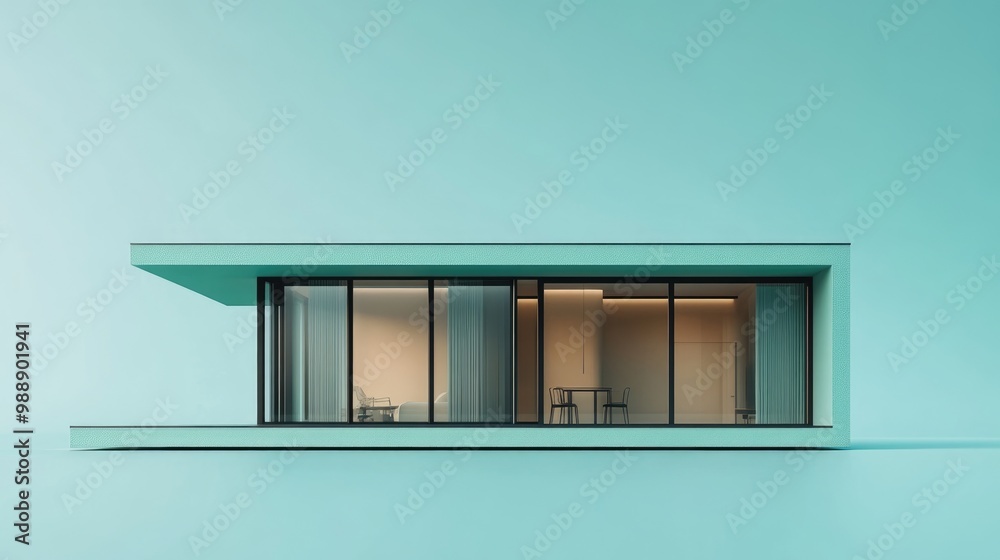 Minimalist house architectural model Single storey building with flat ...