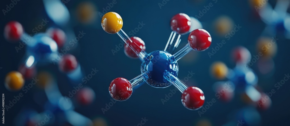3D ball and stick model of perfluorohexanesulfonic acid showcasing the ...