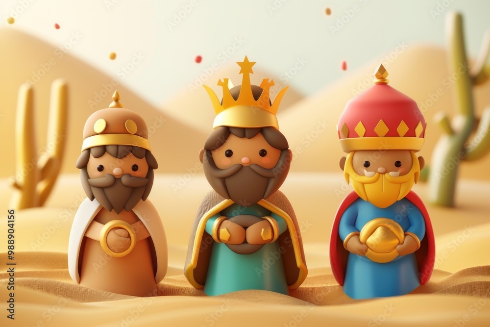 Cute three wise men background cartoon representation spirituality ...