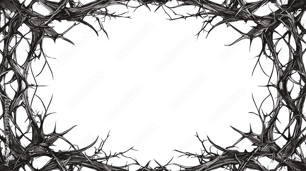 Bold Black Border: A thick, striking black border encircles the design ...