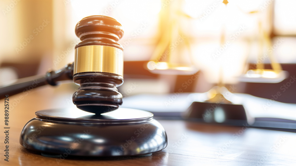 Judge in courtroom holding gavel, displaying authoritative presence ...