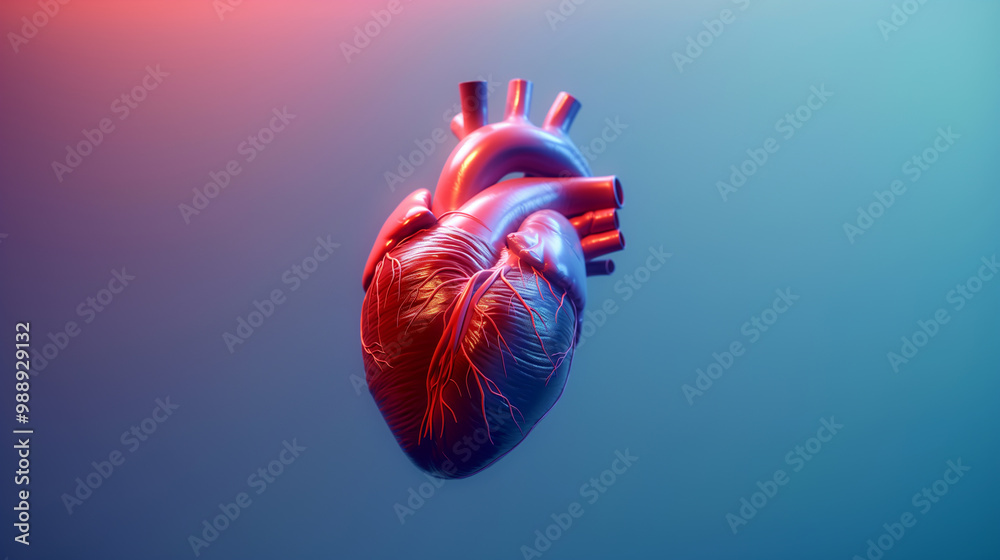 Human heart. 3D anatomy of organs on a blue background. Health in the ...