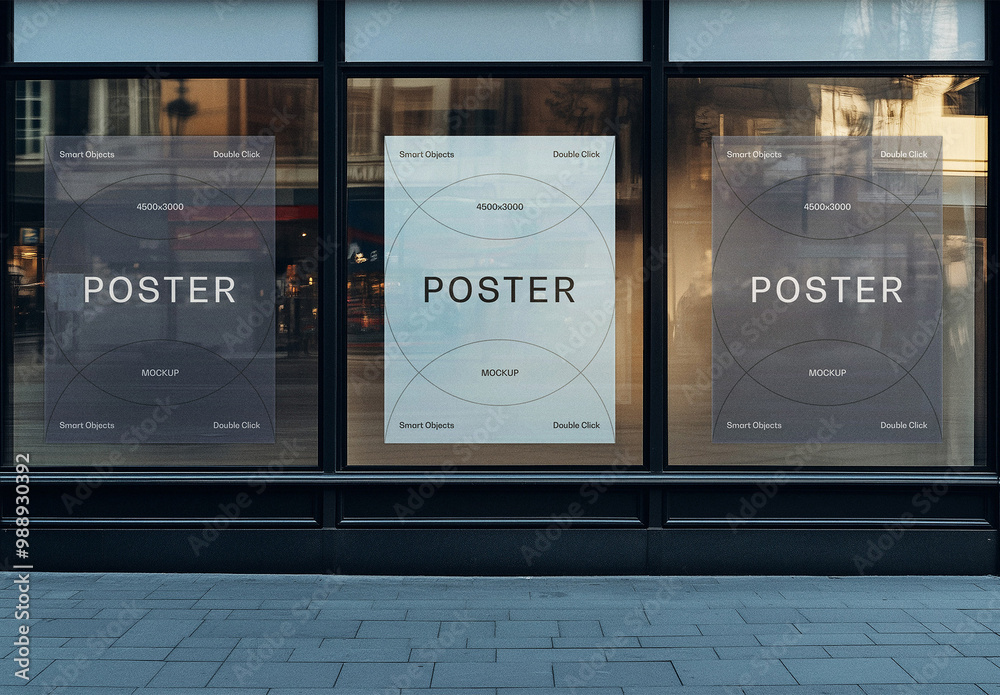 3 Window Posters Mockup With Generative AI Stock Template | Adobe Stock