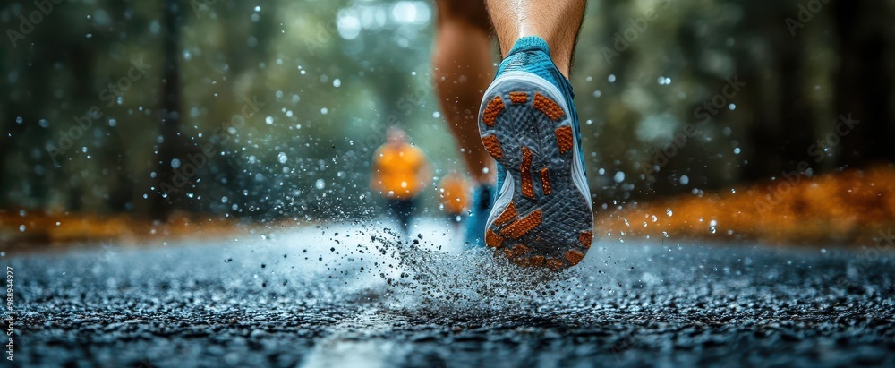 dynamic sports action shot closeup of runners legs midstride motion ...