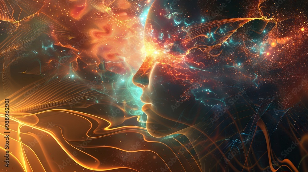 Pulsating energy field representing human consciousness, with ...