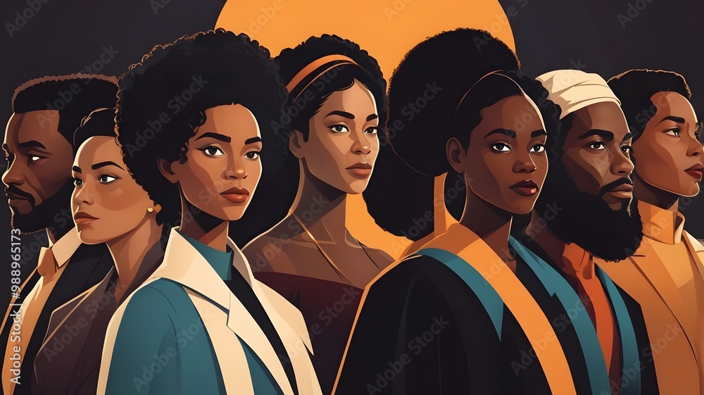 Diverse group portrait of african men and women in modern afrocentric ...