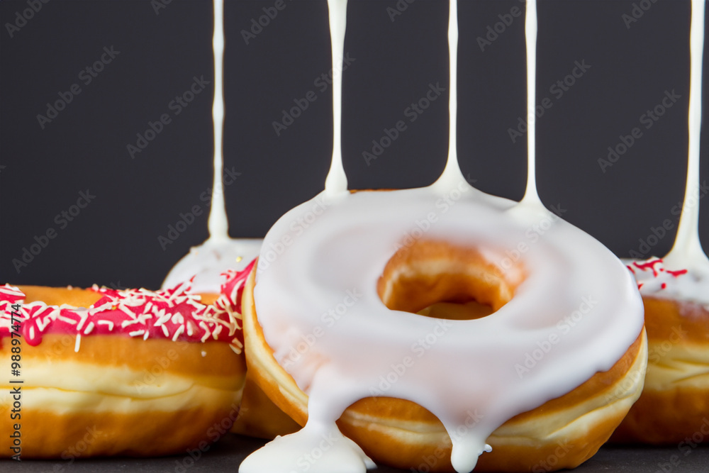 White and donut on . donut dessert delicious concept. a round donut ...