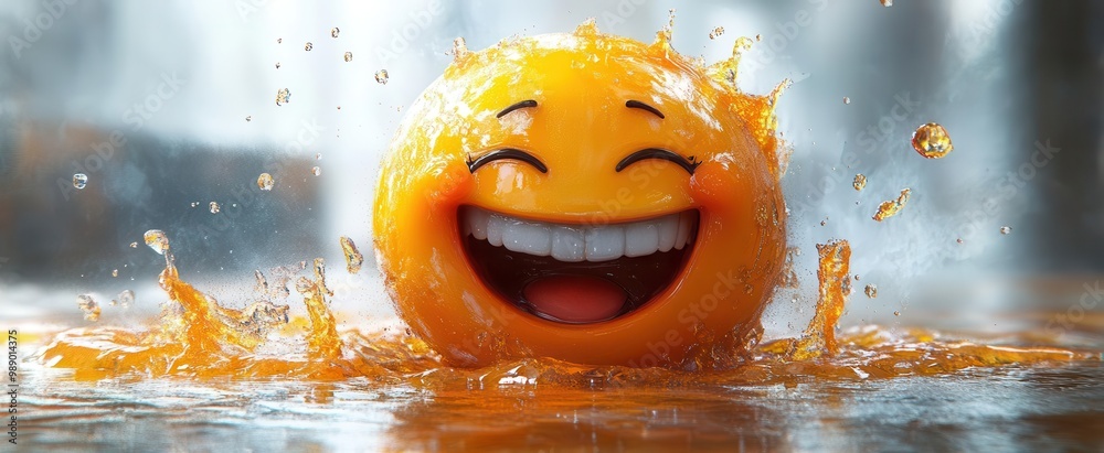 expressive 3d yellow laugh emoji with tears of joy hyperrealistic ...