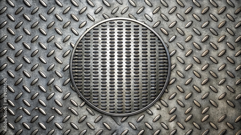 Seamless perforated metal catwalk texture with a rough grungy silver ...