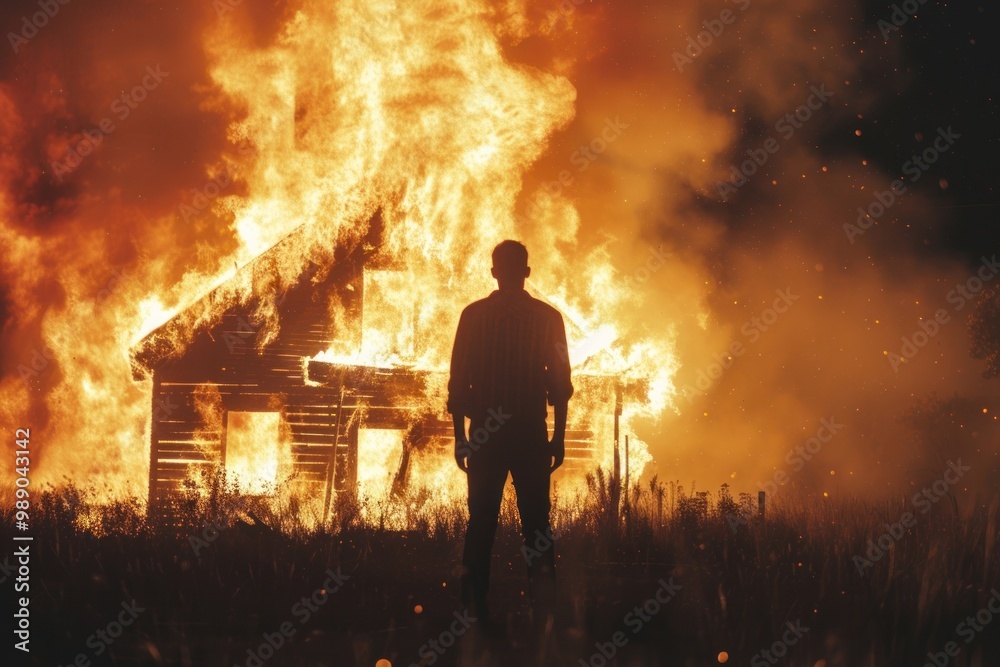 Burning house bonfire architecture destruction. Stock Photo | Adobe Stock