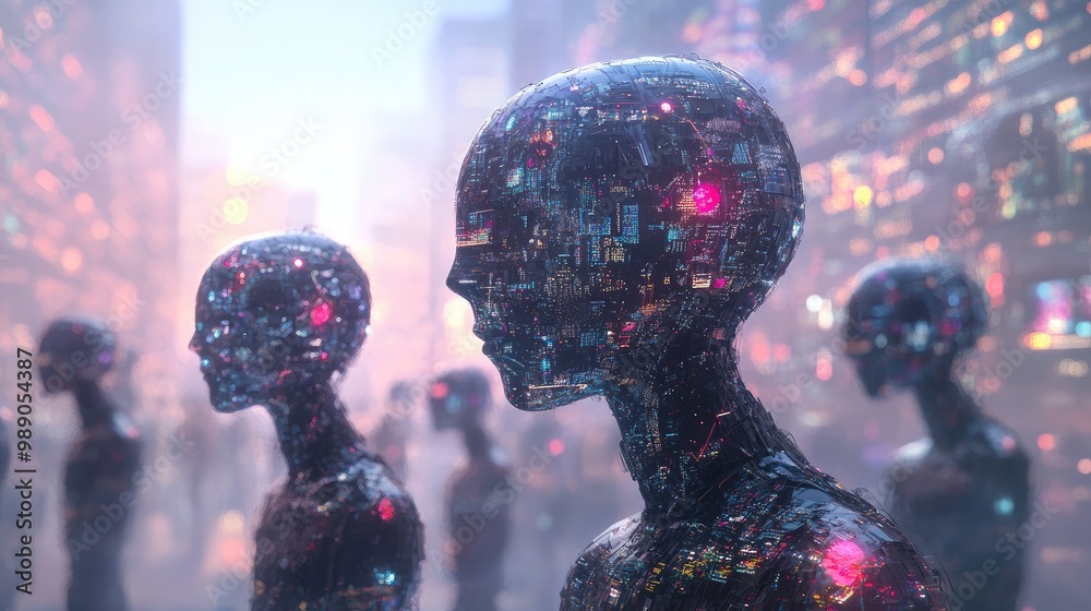 AI robots bridging human input, data streams, and advanced neural ...