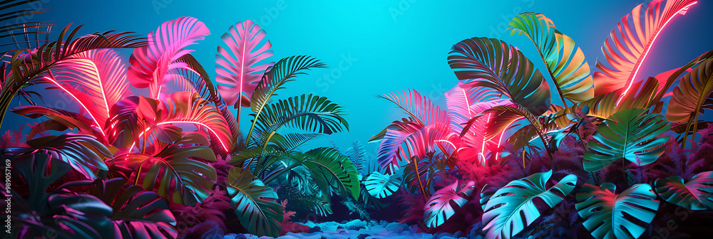 Surreal Holiday Card Special Thanks Thanksgiving where 3D neonlit leaf ...