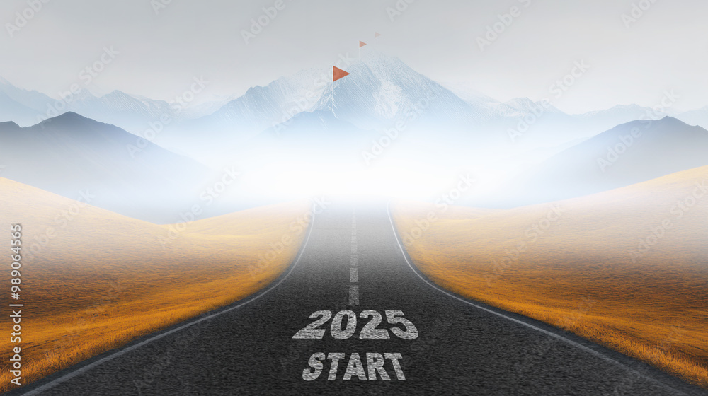 New year 2025 forward Start up concept, investment goals, start new ...