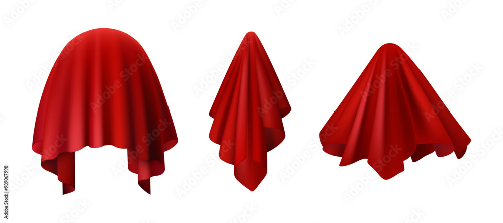 Velvet satin cover, curtain reveal realistic 3D design. Vector ...