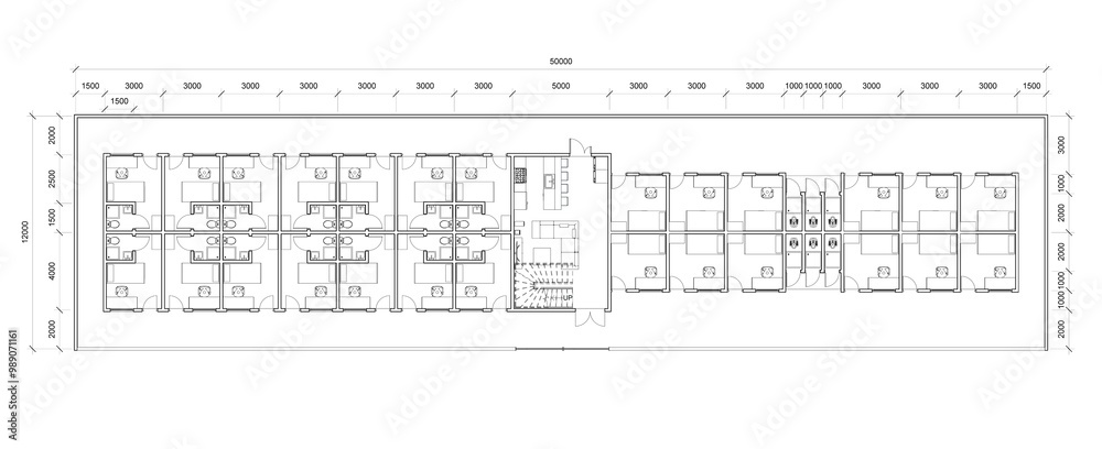 2D Top View Floor Plan of a Boarding House or Guest House with ...