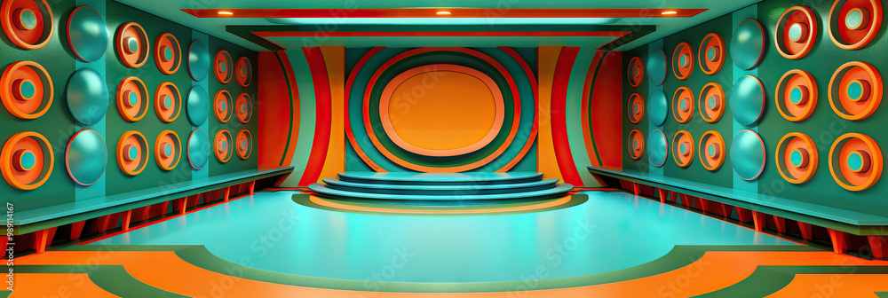 A vintage game show background, reminiscent of the 1970s, with a ...