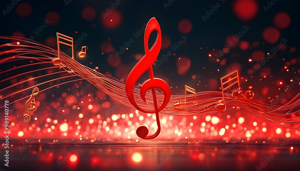 Elegant Red Music Symbol Design with Beautiful Lighting in Ultra HD and ...