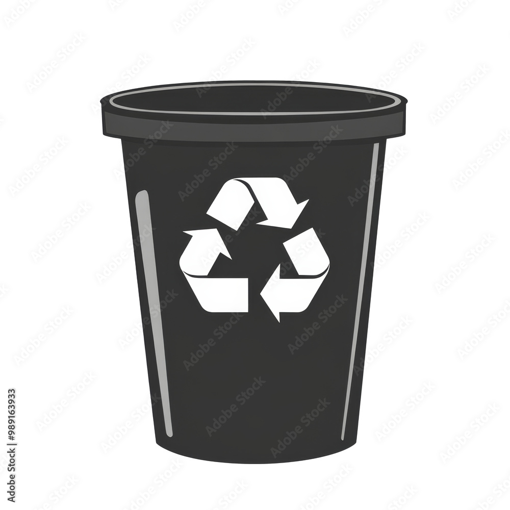 Indoor black recycling bin with white symbol transparent Stock Illustration | Adobe Stock