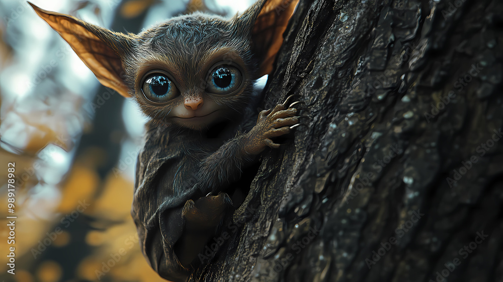 An adorable, cute, big-eyed tree goblin or gargoyle. you will fall in ...