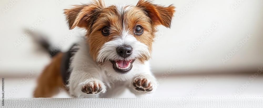 playful jack russell terrier midjump with paws outstretched and joyful ...