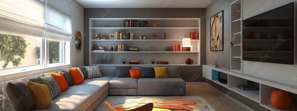 Visually striking and harmonious contemporary living room design ...