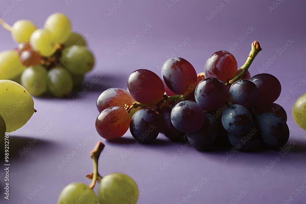 Foto de un racimo de uvas moradas entre uvas verdes, photo of bunch of ...