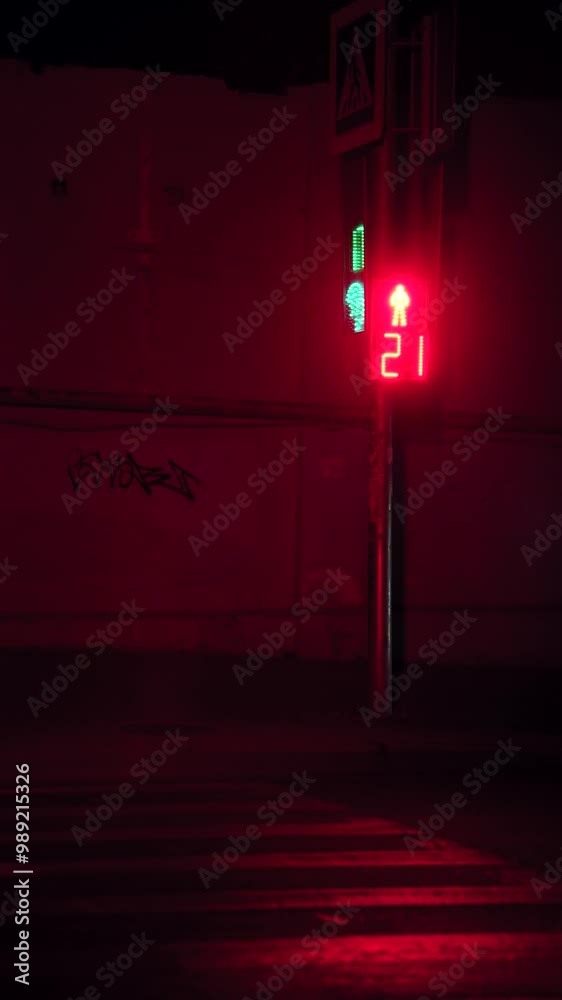 Cinematic night street. The urban color. Bright led traffic light. The ...