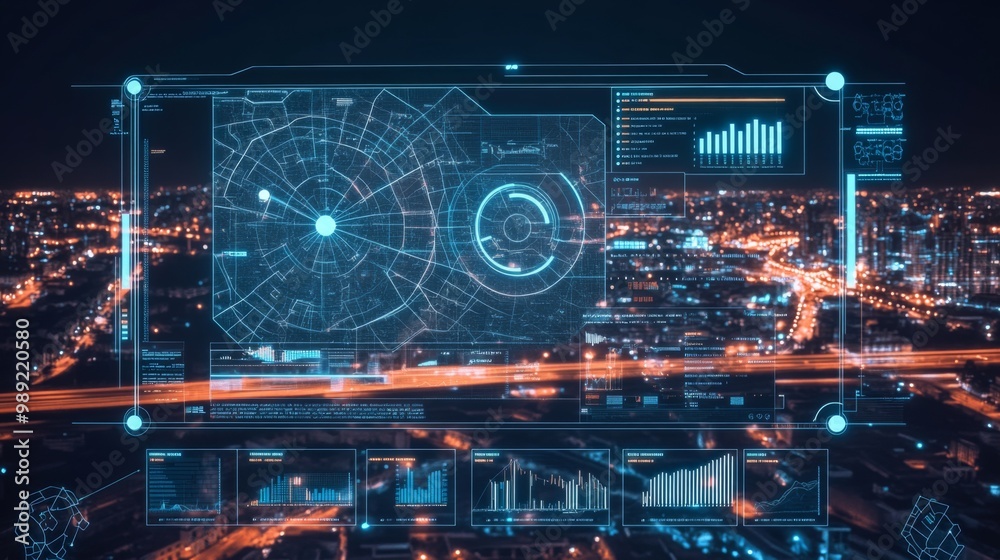 Futuristic Crime Prediction Dashboard Displaying Real Time Data On High