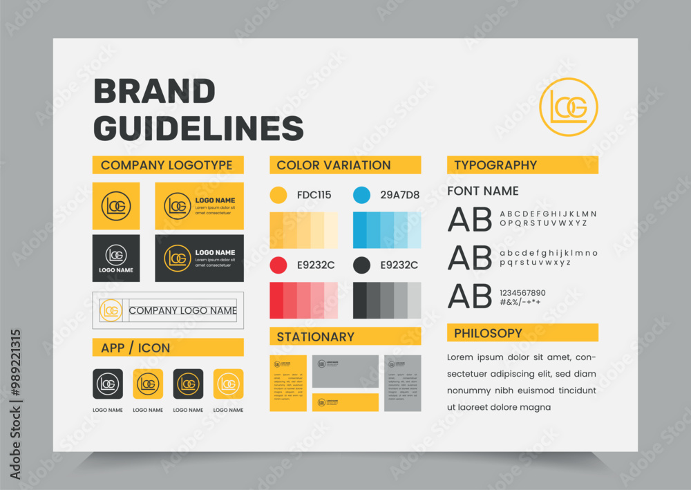 Brand Guidelines Poster Layout Set, Simple style and modern Brand ...