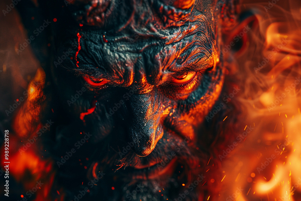 Generated with AI close up photo of creepy ugly scary demon faces Stock ...