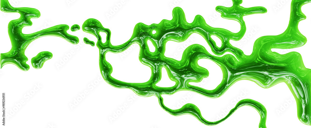 3D green slime background, glossy toxic goo banner, Halloween liquid ...