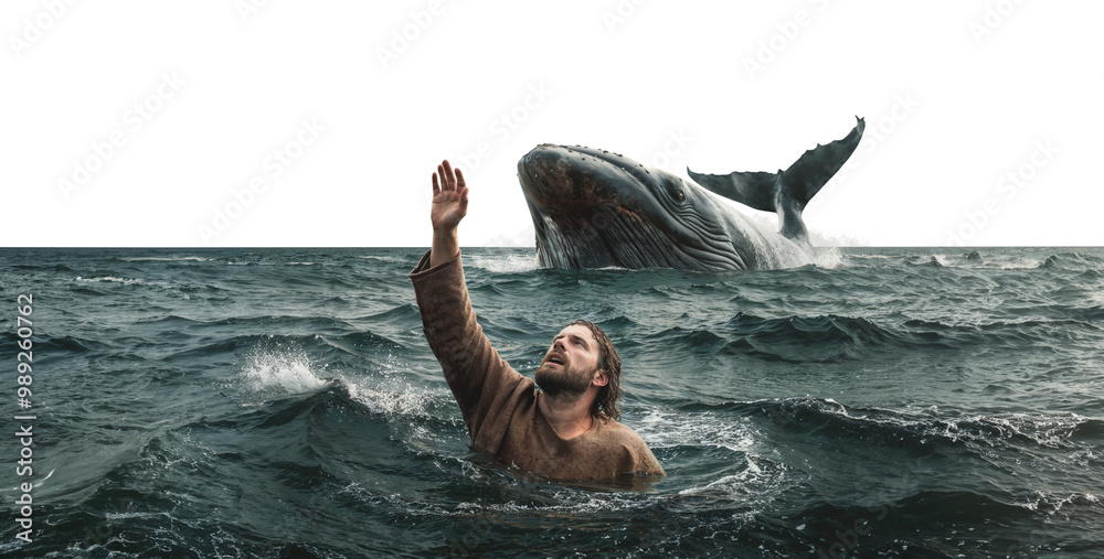 Foto de Jonah and the Whale. Jonah drowning after he fell off the ship ...