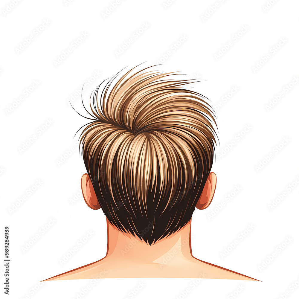 A cartoon drawing of a man's head with a shaved sideburn. The hair is ...