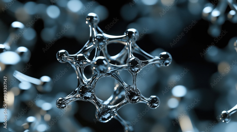 A highly detailed abstract image showcasing a molecular structure in a ...